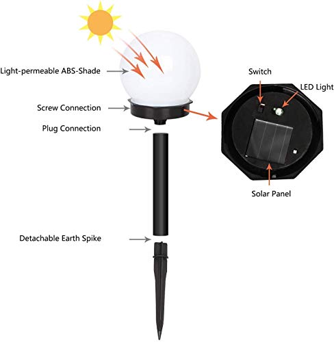 INCX Solar Lights Outdoor, 8 Pack LED Solar Globe Powered Garden Light Waterproof for Yard Patio Walkway Landscape In-Ground Spike Pathway, Cold White
