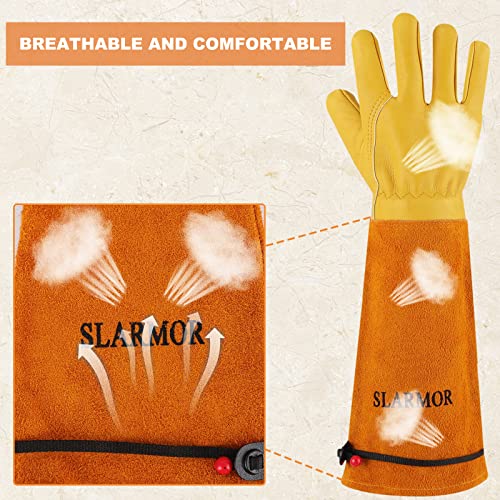 SLARMOR Long Gardening-Gloves Women/Men-Thorn proof Rose Pruning Heavy Duty Gauntlet-L