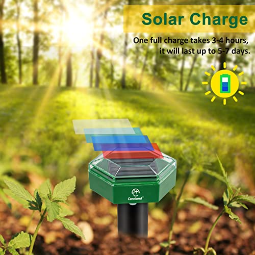 Careland Mole Repellent Stakes Solar Powered Ultrasonic Gopher Deterrent Groundhog Repeller Sonic Spikes Outdoor Vole Control Chaser for Lawn and Garden Waterproof (6pack)
