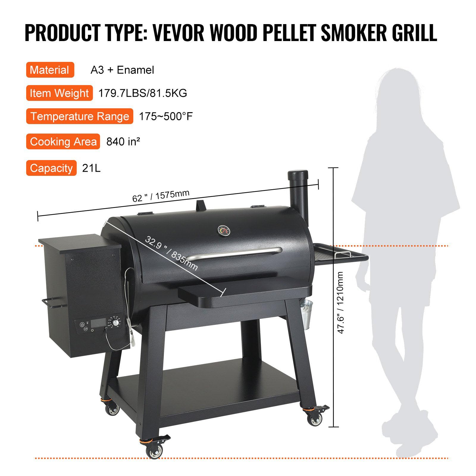 WACTO Portable Charcoal Grill BBQ with Cart - Heavy Duty Outdoor Cooking Equipment for Camping and Picnics