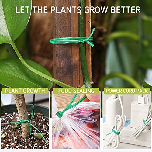 VIVOSUN 164 Feet PE-Coated Twist Tie, Roll Spool Dispenser with Cutter Secure Garden Plant Multi-Function Cable Snack Tie, Green