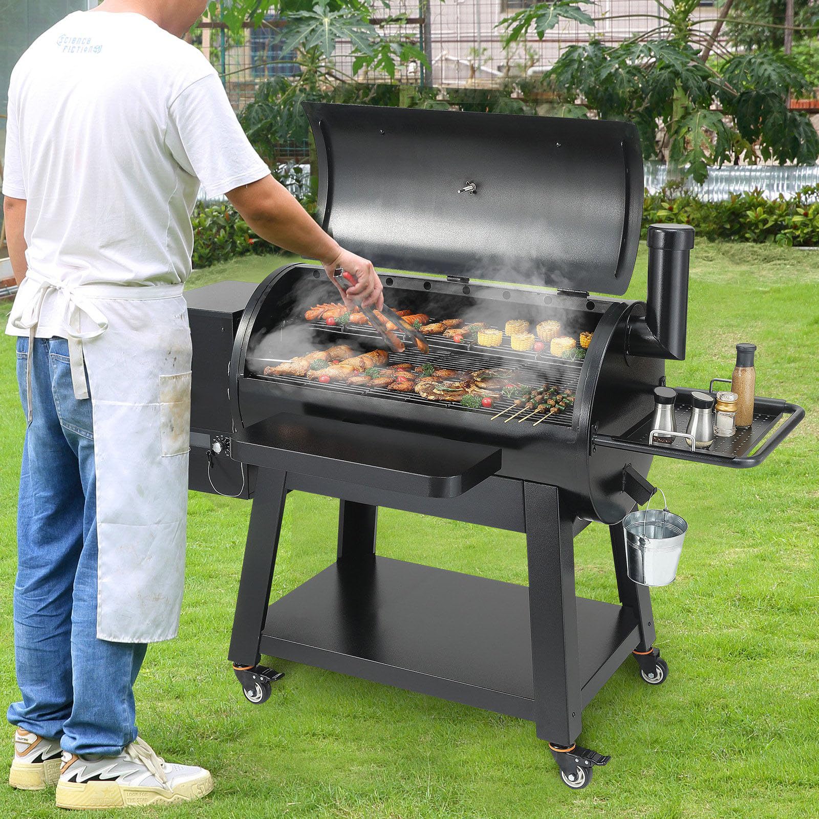 WACTO Portable Charcoal Grill BBQ with Cart - Heavy Duty Outdoor Cooking Equipment for Camping and Picnics