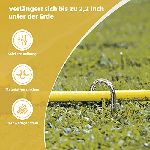 Rebar Stakes J Hook Extra Heavy Duty,【12 inch Long Enough】1/4 inch Rust Proof Coated Steel Ground Stakes Ground Anchors, Garden Stake Metal Stakes Tent Stakes Trampoline Anchors with Chisel Point End