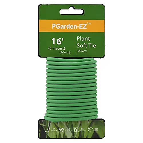PGarden-EZ Green Soft Twist Tie Plant Tie Flexible TPR Garden Supply, for Tomatoes Roses Vines Organizing(16.4 feet/ 5 Meters)…, 16 feet