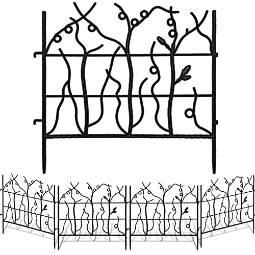 Amagabeli 5 Panels Decorative Garden Fence 11.5ft (L) x 26in (H) Outdoor Rustproof Metal Garden Fencing Border Fence Animal Barrier for Dog Iron Folding Edge Wire for Patio Landscape Flower Bed ET082