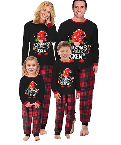 Awoscut Christmas Family Matching Pajamas Sets Christmas PJ's Letter Print Top and Plaid Pants Jammies Sleepwear (#b-6, Baby, 6 Months)