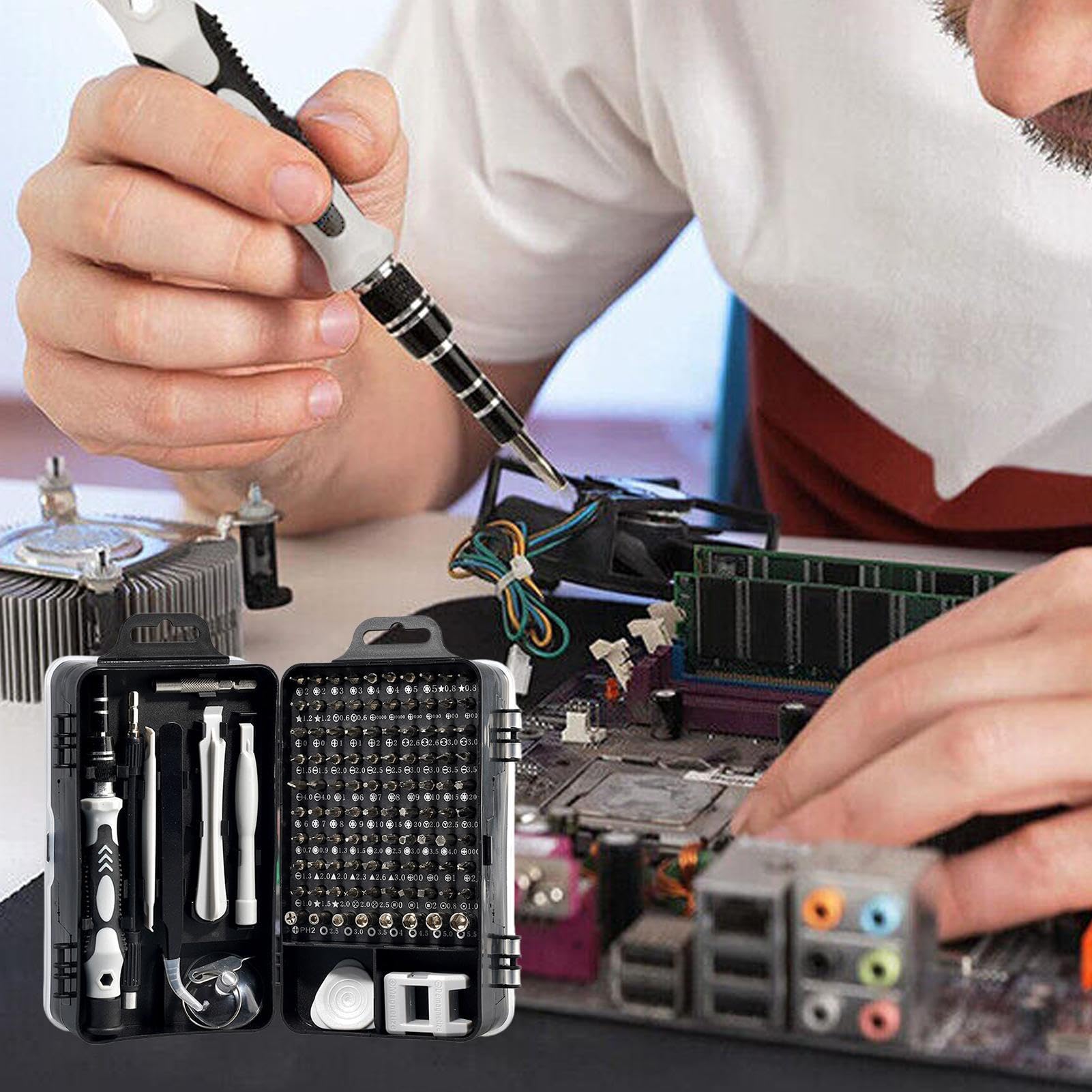 Electric Screw Driver, 115 in 1 Magnetic Repair Tool Kit, Rechargeable Precision Screwdriver Set, Anti Slip Durable Designed Screwdriver and Box, Battery Powered Screwdriver for Pc Cellphone Computer