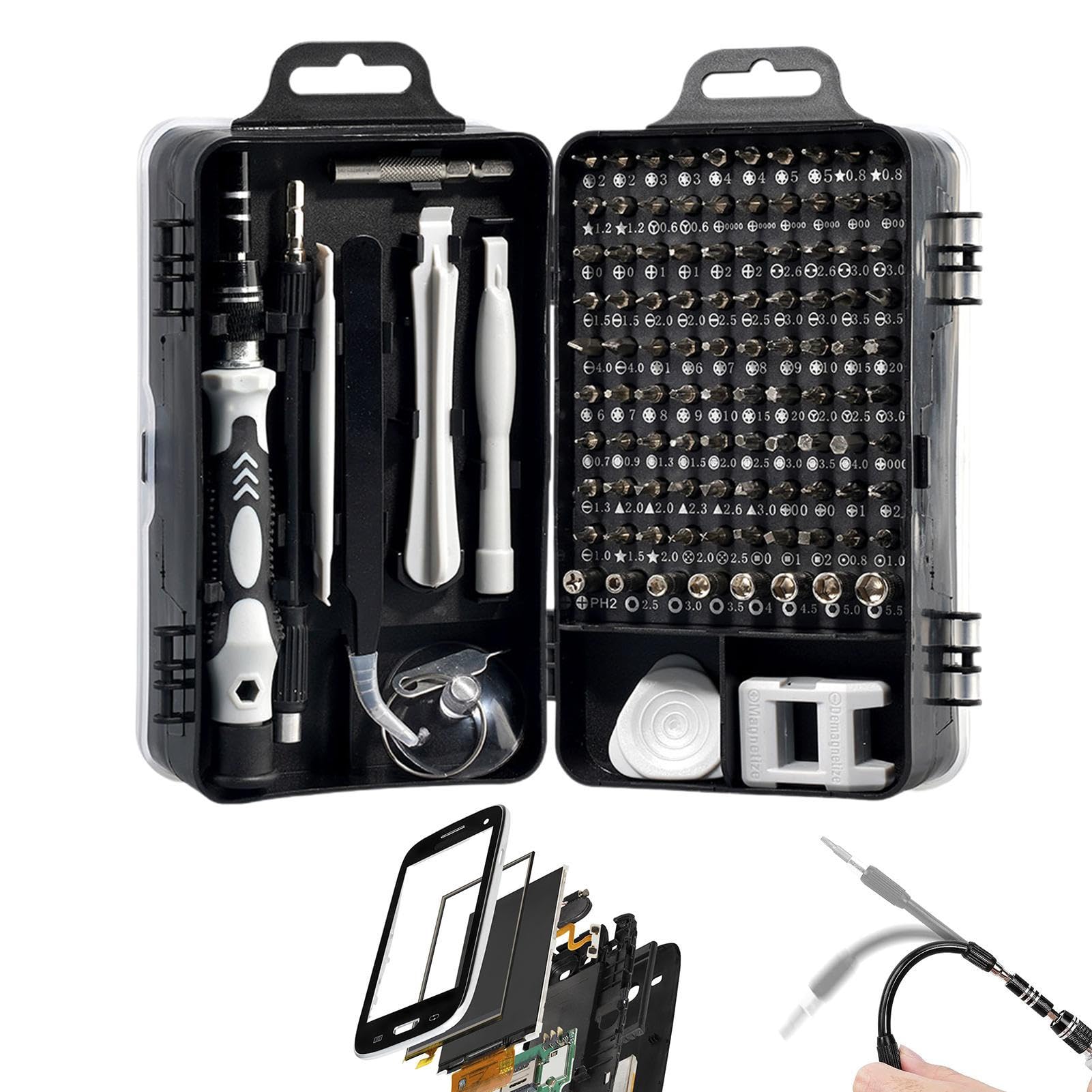 Electric Screw Driver, 115 in 1 Magnetic Repair Tool Kit, Rechargeable Precision Screwdriver Set, Anti Slip Durable Designed Screwdriver and Box, Battery Powered Screwdriver for Pc Cellphone Computer