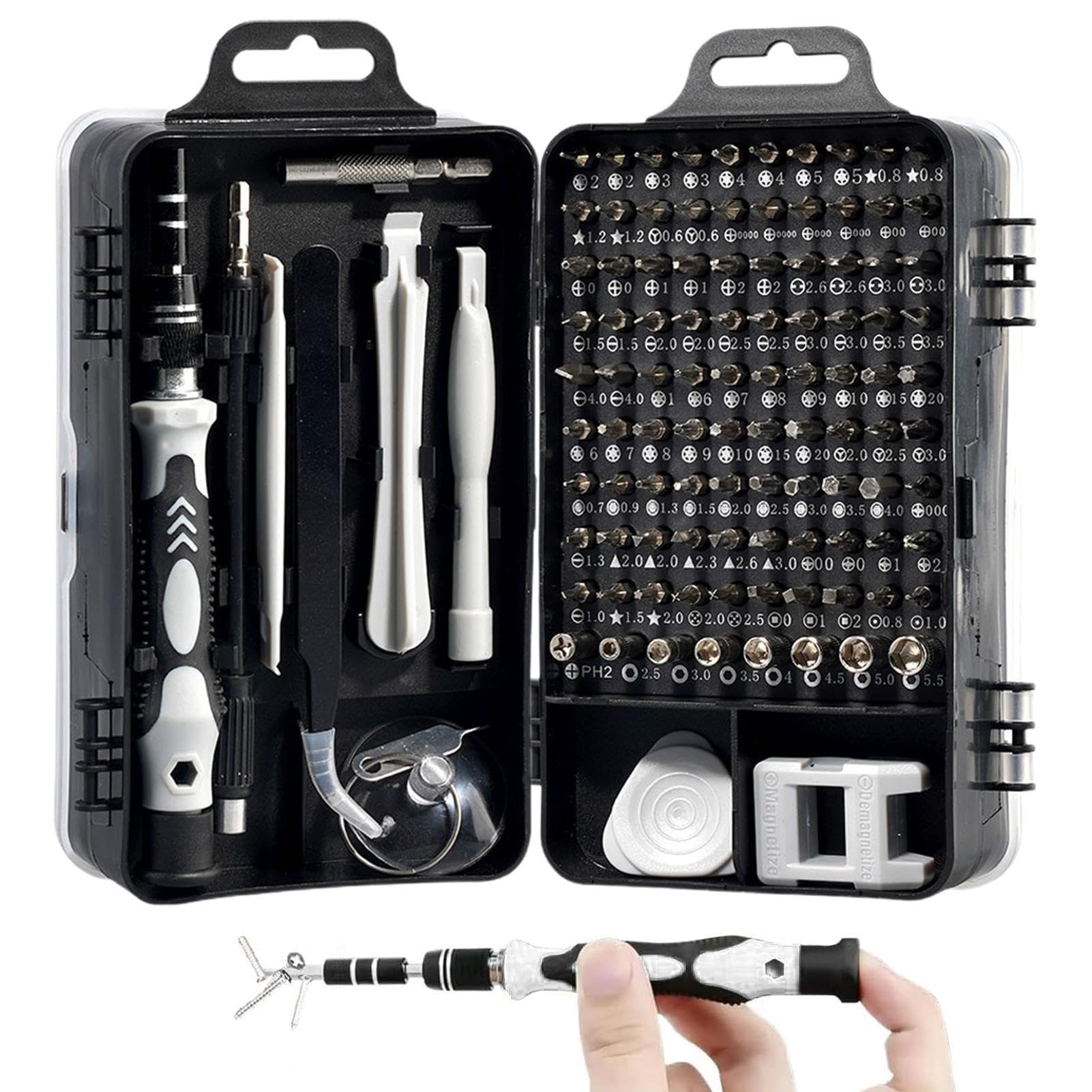 Electric Screw Driver, 115 in 1 Magnetic Repair Tool Kit, Rechargeable Precision Screwdriver Set, Anti Slip Durable Designed Screwdriver and Box, Battery Powered Screwdriver for Pc Cellphone Computer