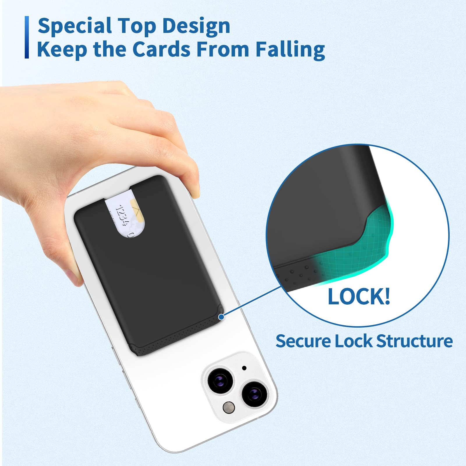 Senose Phone Wallet, Phone Card Holder Stick On Credit Card Holder for Back, Phone Pocket Sleeve Compatible for iPhone 14/13/12/11 Android Smartphone