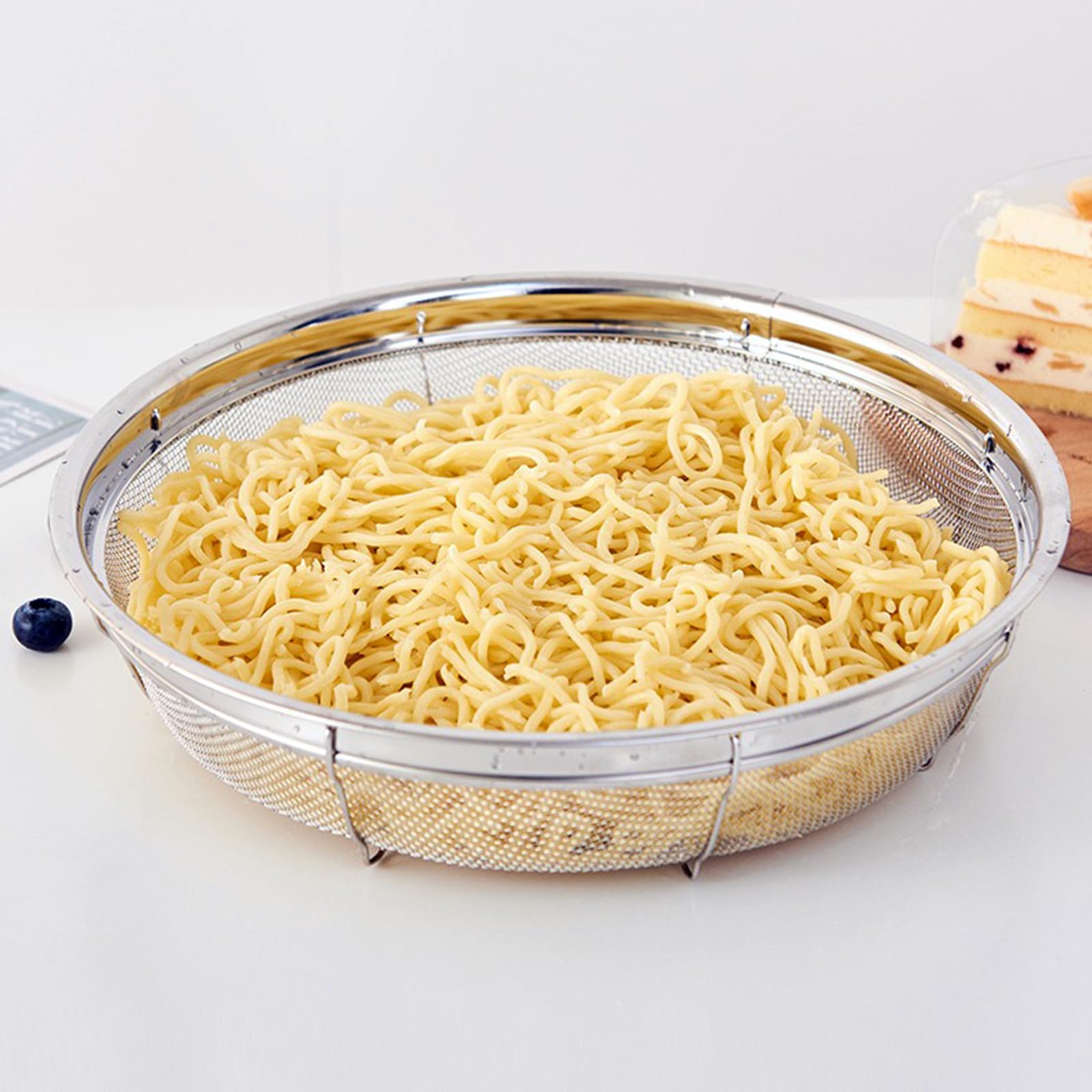 Fine Mesh Strainer for Kitchen, Stainless Steel Colander Bowl for Pasta, Rice, Fruit, Metal Net Baskets with Resting Base - Strain, Drain, Rinse (Diameter 8.67 inch)