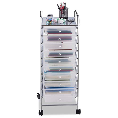 10 Drawer Rolling Storage Cart - Multipurpose Movable Craft Organizers and Storage, Utility Cart for Home Office School