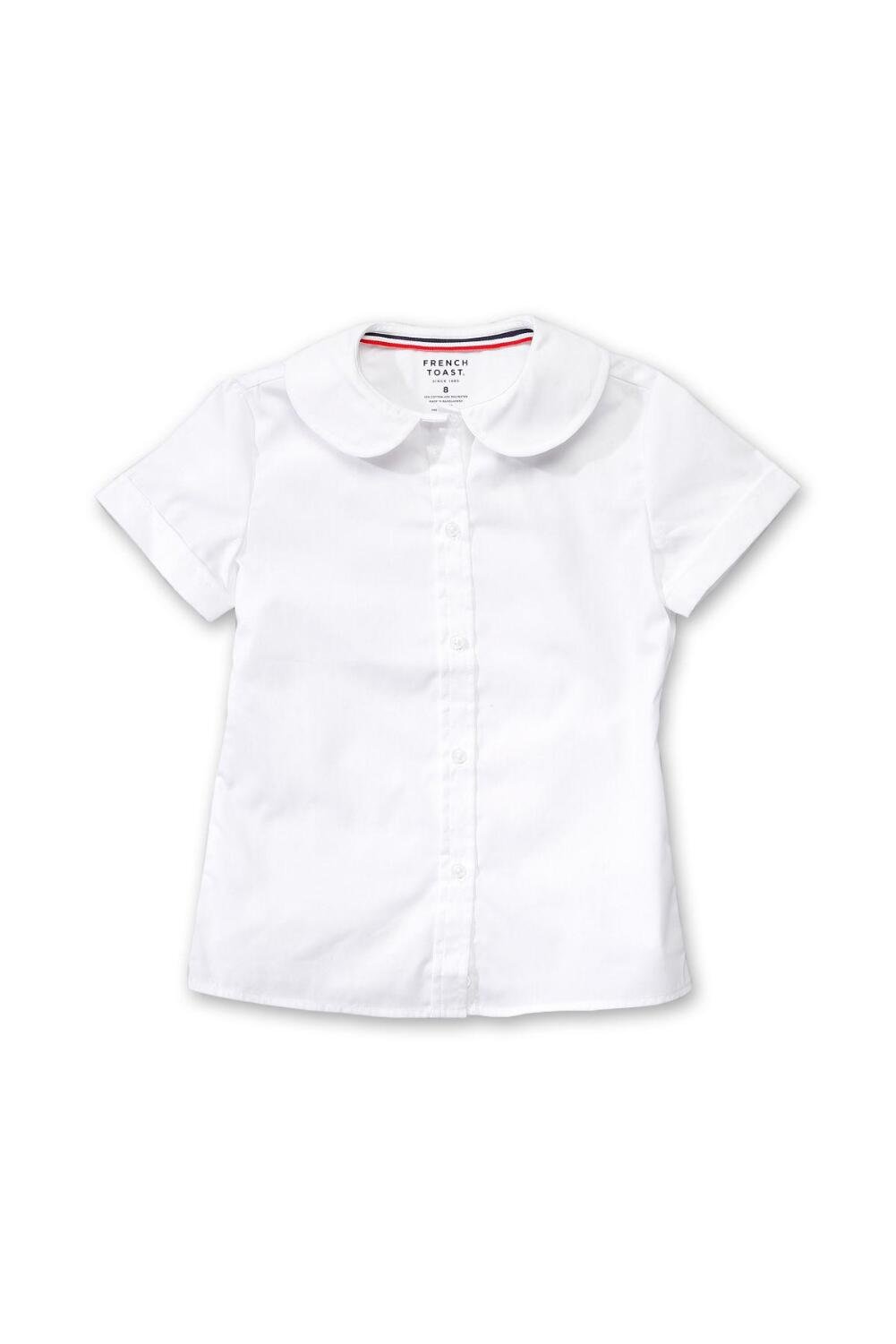 French Toast Girls' Short Sleeve Peter Pan Blouse, White, 16