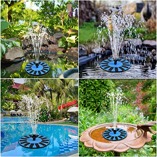 ZOLOCHEL Solar Fountain Upgraded 100% Glass Covered, Solar Powered Bird Bath Water Fountains with 8 Nozzles & 4 Fixers for Garden, Pond, Pool, Fish Tank Decoration