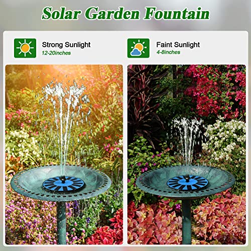 ZOLOCHEL Solar Fountain Upgraded 100% Glass Covered, Solar Powered Bird Bath Water Fountains with 8 Nozzles & 4 Fixers for Garden, Pond, Pool, Fish Tank Decoration