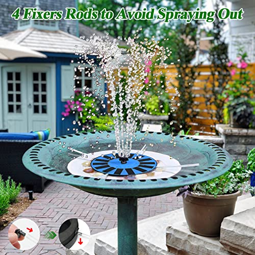 ZOLOCHEL Solar Fountain Upgraded 100% Glass Covered, Solar Powered Bird Bath Water Fountains with 8 Nozzles & 4 Fixers for Garden, Pond, Pool, Fish Tank Decoration
