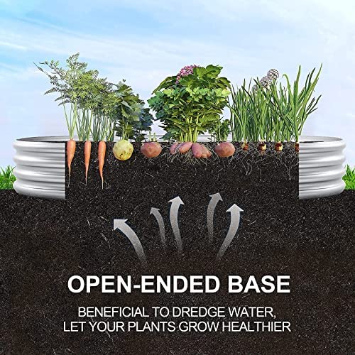 Land Guard 2Pcs Galvanized Raised Garden Bed Kit, Galvanized Planter Raised Garden Boxes Outdoor, Oval Large Metal Raised Garden Beds for Vegetablesā¦
