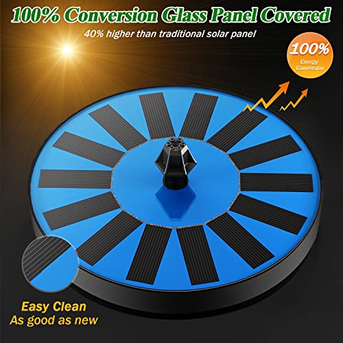 ZOLOCHEL Solar Fountain Upgraded 100% Glass Covered, Solar Powered Bird Bath Water Fountains with 8 Nozzles & 4 Fixers for Garden, Pond, Pool, Fish Tank Decoration