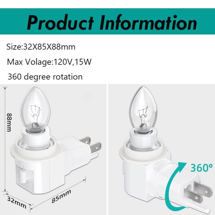 Plug in Night Light,TWDRTDD Adjustable E12 Base Socket Night Light with On/Off Switch for Making Decorative Night Lights (Glass Ring,3Pin Plug, White)