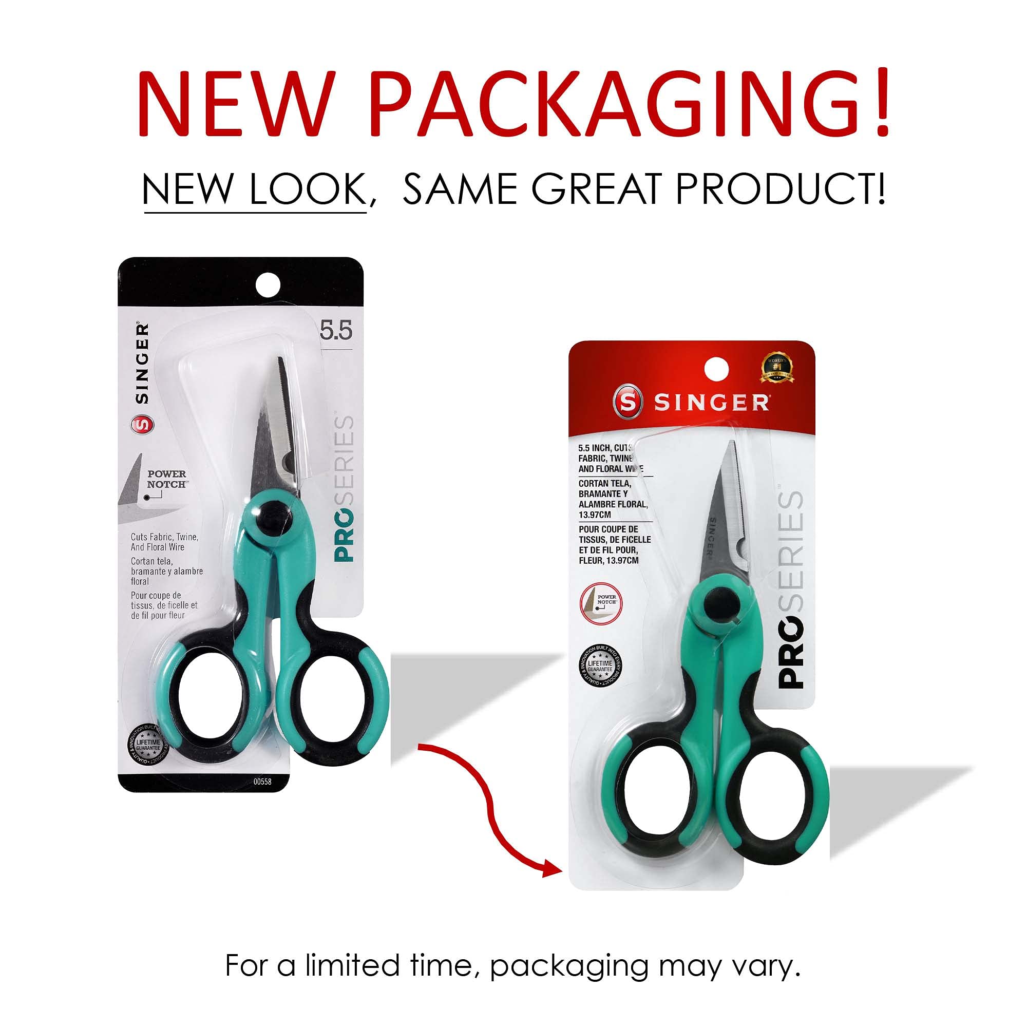 SINGER 00558 5-1/2-Inch ProSeries Heavy Duty Scissors with Power Notch , Teal