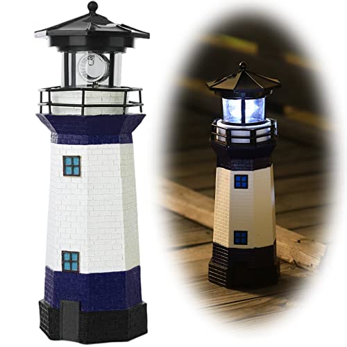 WDLFCGC Solar Powered Lighthouse - 12" Tall Solar Lighthouse with Rotating Beacon, 360 Degree Rotating Lighthouse Decoration, Best Lighthouse Gifts for Children(Octagon Blue)