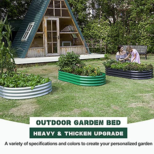 Land Guard 2Pcs Galvanized Raised Garden Bed Kit, Galvanized Planter Raised Garden Boxes Outdoor, Oval Large Metal Raised Garden Beds for Vegetablesā¦