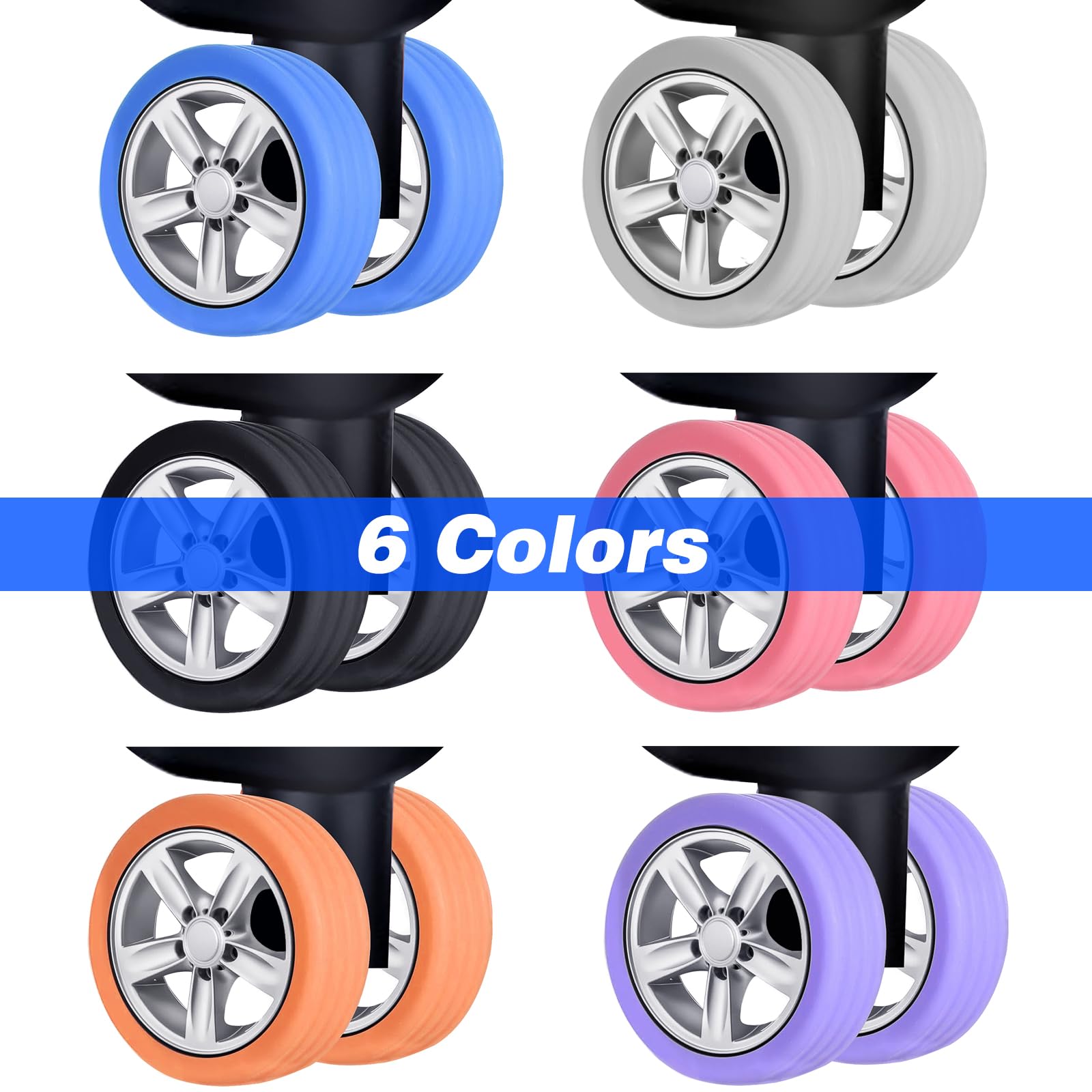 Tobeso-Nuoze Luggage Suitcase Wheels Cover 8 Pack Carry on Luggage Wheels Cover for Dule-Spinner Wheels Luggage Sets (Purple)