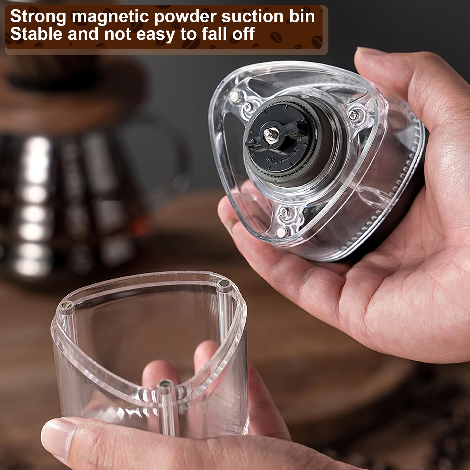Manual Coffee Grinder, Portable Coffee Bean Grinder with Ceramic Grinding Burr, Adjustable Espresso Grinder for Travel, Camping, Kitchen & Office