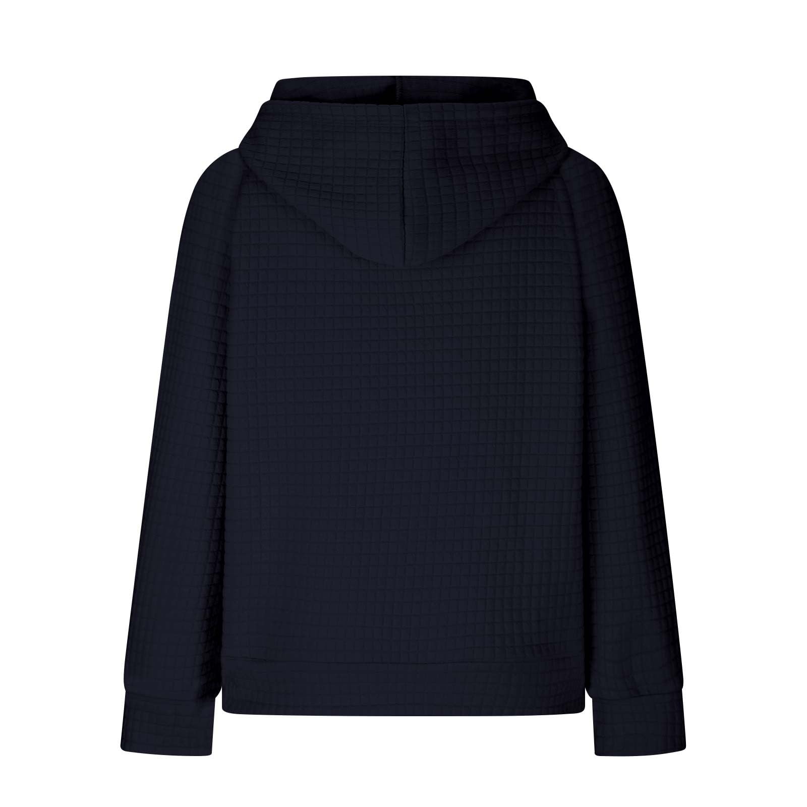 Ceboyel Women Waffle Knit Cute Hoodies Drawstring Pullover Sweatshirts Fashion Casual Sweaters Comfy Fall Clothes Outfits fall Outfits for Women for Work Navy Xl