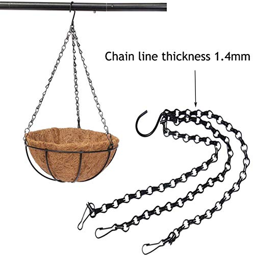Acronde 4PCS Black Metal Hanging Chains 3 Point Holder Anti-Rust Paint Black Chain for Bird Feeders, Planters, Lanterns, Billboard, Wind Chimes, Flower Pot Garden Outdoor Use
