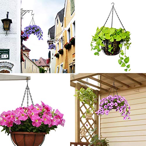 Acronde 4PCS Black Metal Hanging Chains 3 Point Holder Anti-Rust Paint Black Chain for Bird Feeders, Planters, Lanterns, Billboard, Wind Chimes, Flower Pot Garden Outdoor Use
