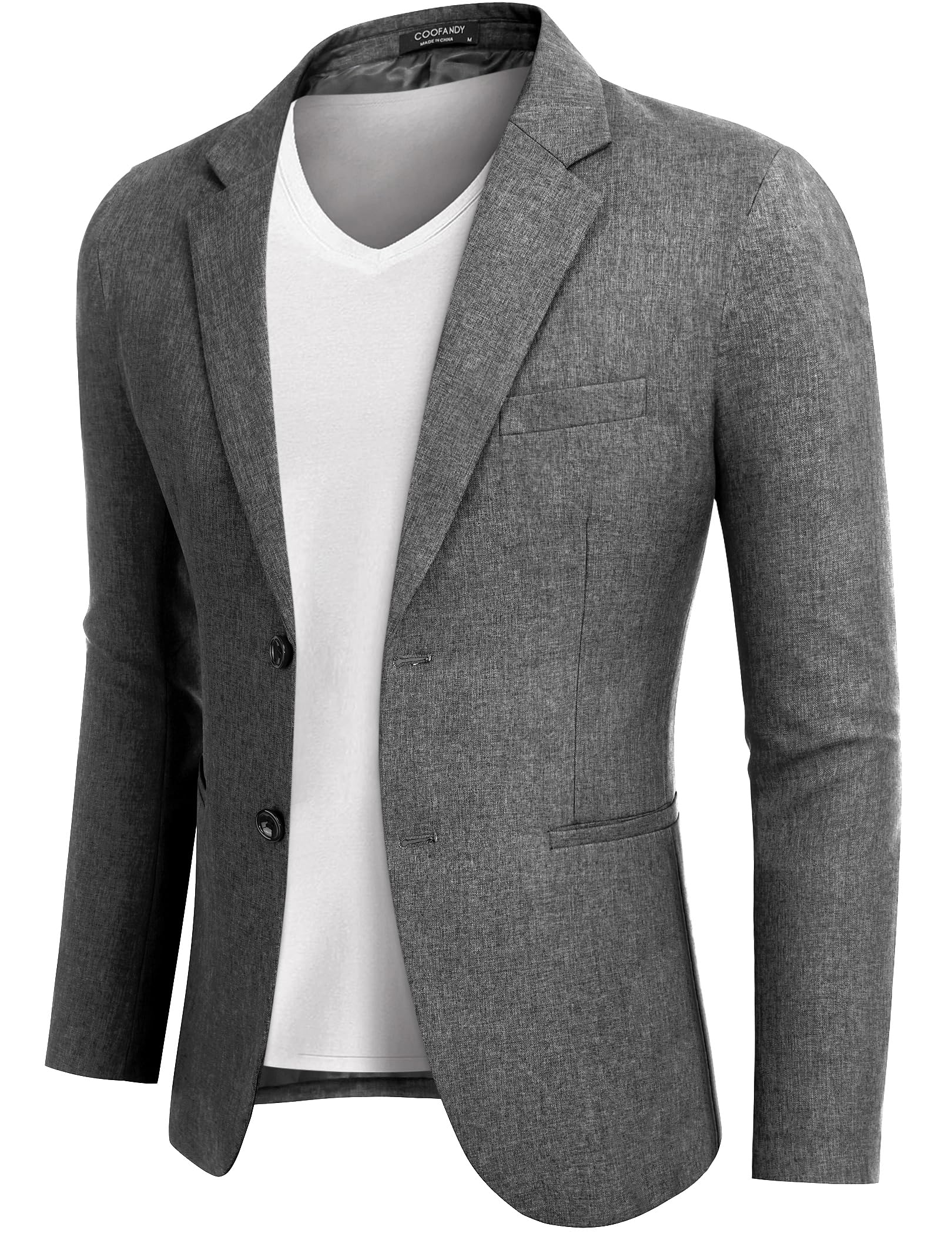 COOFANDY Gray Blazer Men Casual Two Buttons Sport Coats Slim Fitted Lightweight Suit Jacket, Gray, M