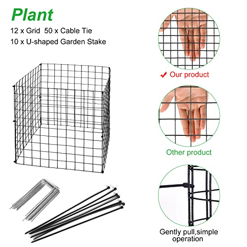 DOSTATNI 12 Sheet Small Wire Plant Protectors with Nylon tie Plant Protector 12” Garden Wire Plant Mesh U-Shaped Garden Stakes for Plants, Vegetables and Shrubs (12)