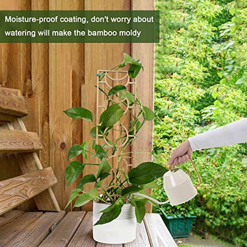 WellSign Garden Plant Trellis for Climbing Plants Indoor Pot, 16.3inch Small Wooden Trellis for Potted Plants with Moisture-Proof Layer for Vine Flower Support, Moon and Geometric Shape Design 2Pack