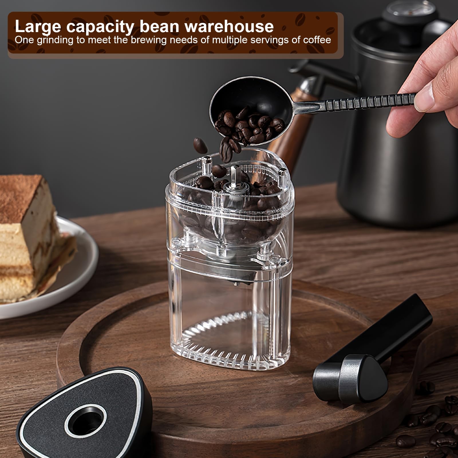 Manual Coffee Grinder, Portable Coffee Bean Grinder with Ceramic Grinding Burr, Adjustable Espresso Grinder for Travel, Camping, Kitchen & Office