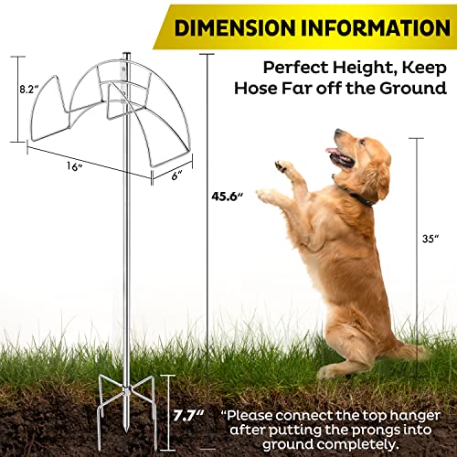 Stainless Steel Garden Hose Holder, SOLIGT Heavy Duty Freestanding Hose Stand, Rustproof Water Hose Holders for Outside Yard - Sturdy to Hold 150ft Hoses