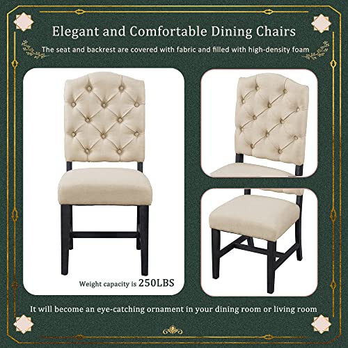 WOZNLA 5-Piece Retro Style Extendable Round Dining Table Set with 4 Upholstered Chairs - Perfect for Kitchen and Living Room - Vintage Elegance for Your Home