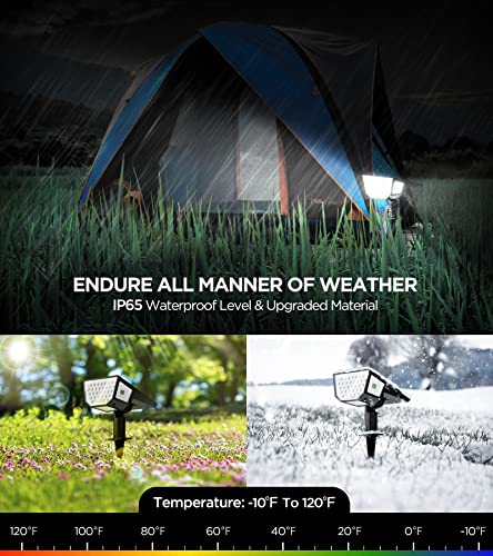 HNES 4 Pack Super Bright Solar Spot Lights Outdoor [47 LEDs | 4 Sides Illuminants | 300° Light Angle] IP65 Waterproof Solar Outdoor Lights Garden Lights Solar Powered Landscape Lights (Cool White)