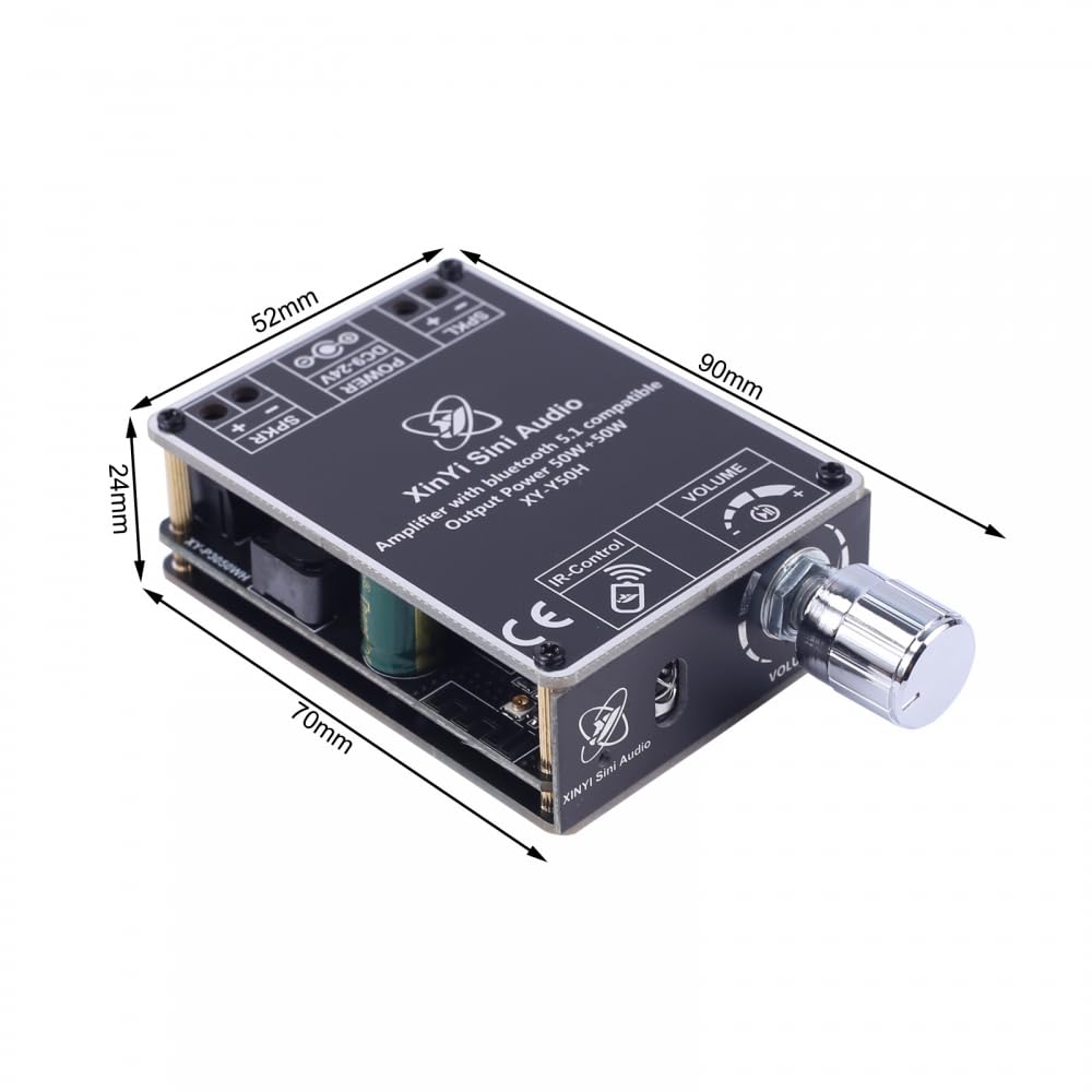 XY-Y50H 50W+50W HIFI Stereo Bluetooth-compatible 5.1 Amplifier Module, DC 9V-24V Dual Channel Audio Amp Board with Remote Controller