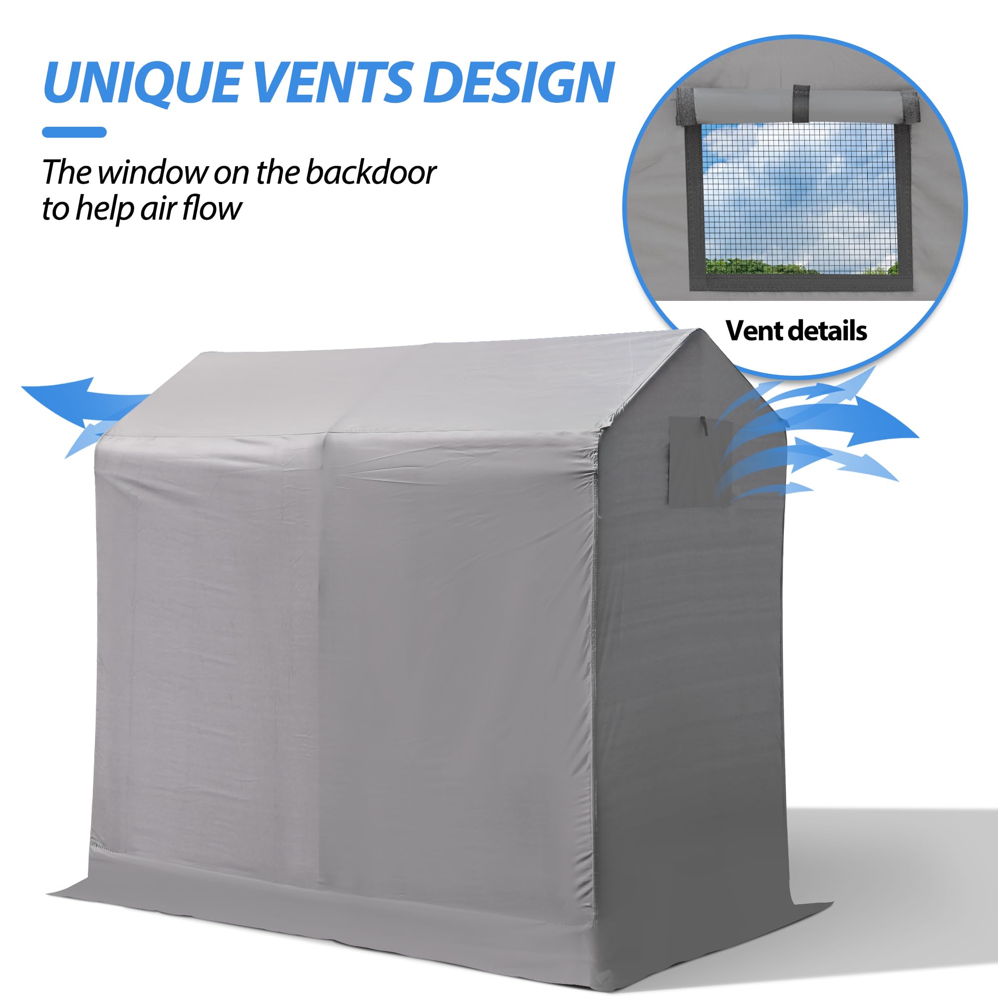 Raysfung 6 x 3Ft Outdoor Storage Shed Heavy Duty Portable Storage Shelter with Roll-up Zipper Door for Bike