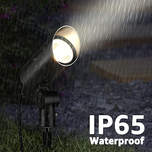 SUNVIE 30W Spot Lights Outdoor 120V Dusk to Dawn Outdoor LED Spotlight Plug in with Photocell Sensor 3000K Waterproof Bright Flag Pole Light for Yard Tree Garden Landscape Lighting with Stake 6FT Cord