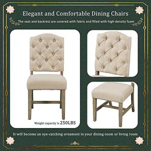 WOZNLA 5-Piece Retro Style Extendable Round Dining Table Set with 4 Upholstered Chairs - Classic Elegance for Your Dining Space