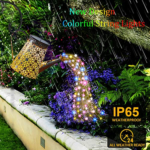 Atildp Upgraded Solar Watering Can, Multicolor 60pcs String Lights for Outdoor Garden, Led Highlight Colourful Light Garden Lamps