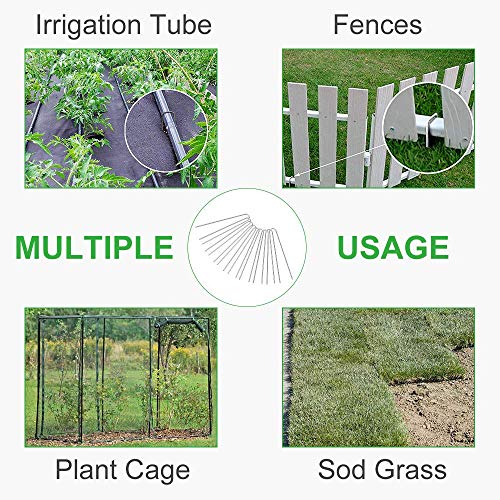 GROWNEER 50 Packs 12 Inches Heavy Duty 11 Gauge Galvanized Steel Garden Stakes U-Shaped Staples Securing Pegs for Securing Weed Fabric Landscape Fabric Netting Ground Sheets and Fleece