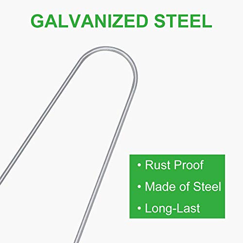 GROWNEER 50 Packs 12 Inches Heavy Duty 11 Gauge Galvanized Steel Garden Stakes U-Shaped Staples Securing Pegs for Securing Weed Fabric Landscape Fabric Netting Ground Sheets and Fleece