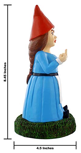 Gnometastic Middle Finger Gnome - Lady Double Bird Statue, 8.45in, Female Naughty Gnome - Garden Gnomes Outdoor Funny Lawn Decoration