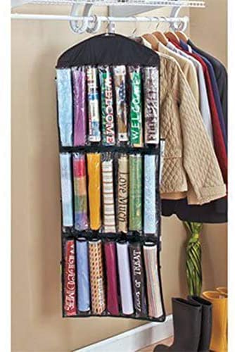 Decorative Hanging Flag Organizer for House Flags and Garden Flags, Flag Storage Container. Double Size Pockets: 21 Small Pockets And 12 Big Pockets, Punture Resistant, Heavy Duty Material