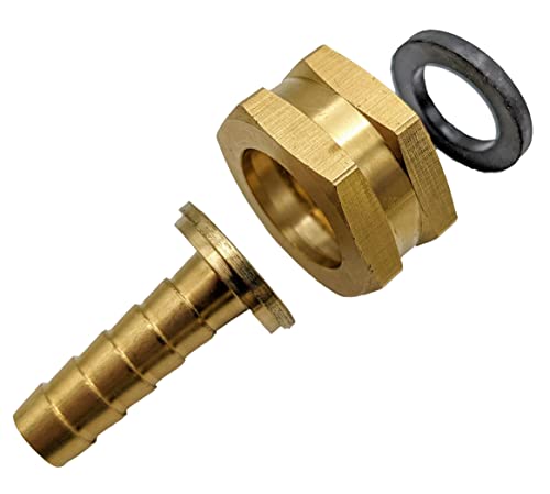 GRIDTECH Brass Garden Hose Adapter Swivel Fitting, 3/8” Barb and 3/4” GHT Female Connector, Heavy-Duty High-Pressure Support, Rust and Corrosion Resistant