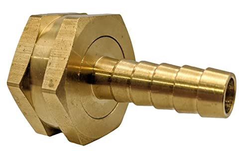 GRIDTECH Brass Garden Hose Adapter Swivel Fitting, 3/8” Barb and 3/4” GHT Female Connector, Heavy-Duty High-Pressure Support, Rust and Corrosion Resistant