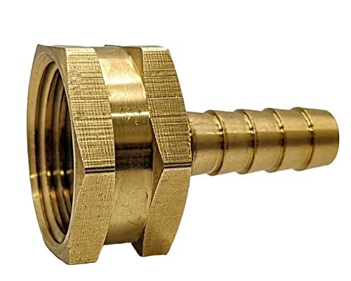 GRIDTECH Brass Garden Hose Adapter Swivel Fitting, 3/8” Barb and 3/4” GHT Female Connector, Heavy-Duty High-Pressure Support, Rust and Corrosion Resistant